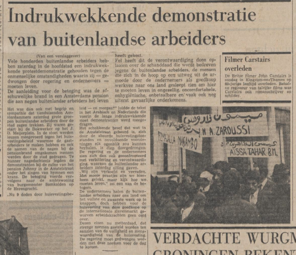 1970: Acht Marokkanen overleden na brand in pension Johnny - Marokkaan ...